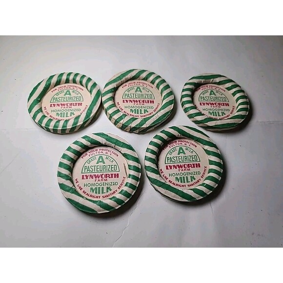 Lynworth Farms | Other | Vintage Milk Caps Lot Of 5 New Waxed Paper ...